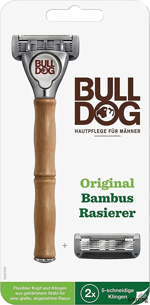Мужская бритва BULLDOG Bambus Rasierer / Бамбуковая бритва с 2 сменными кассетами ( крепление Quattro )