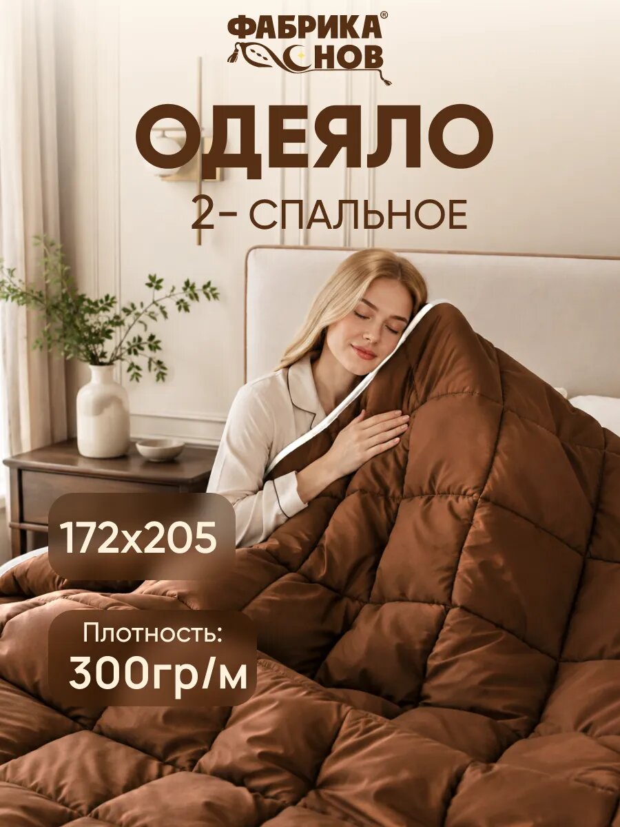 Одеяло двуспальное 172×205 см «Кашемир», всесезонное, гипоаллергенное, 300 г/м², Фабрика Снов