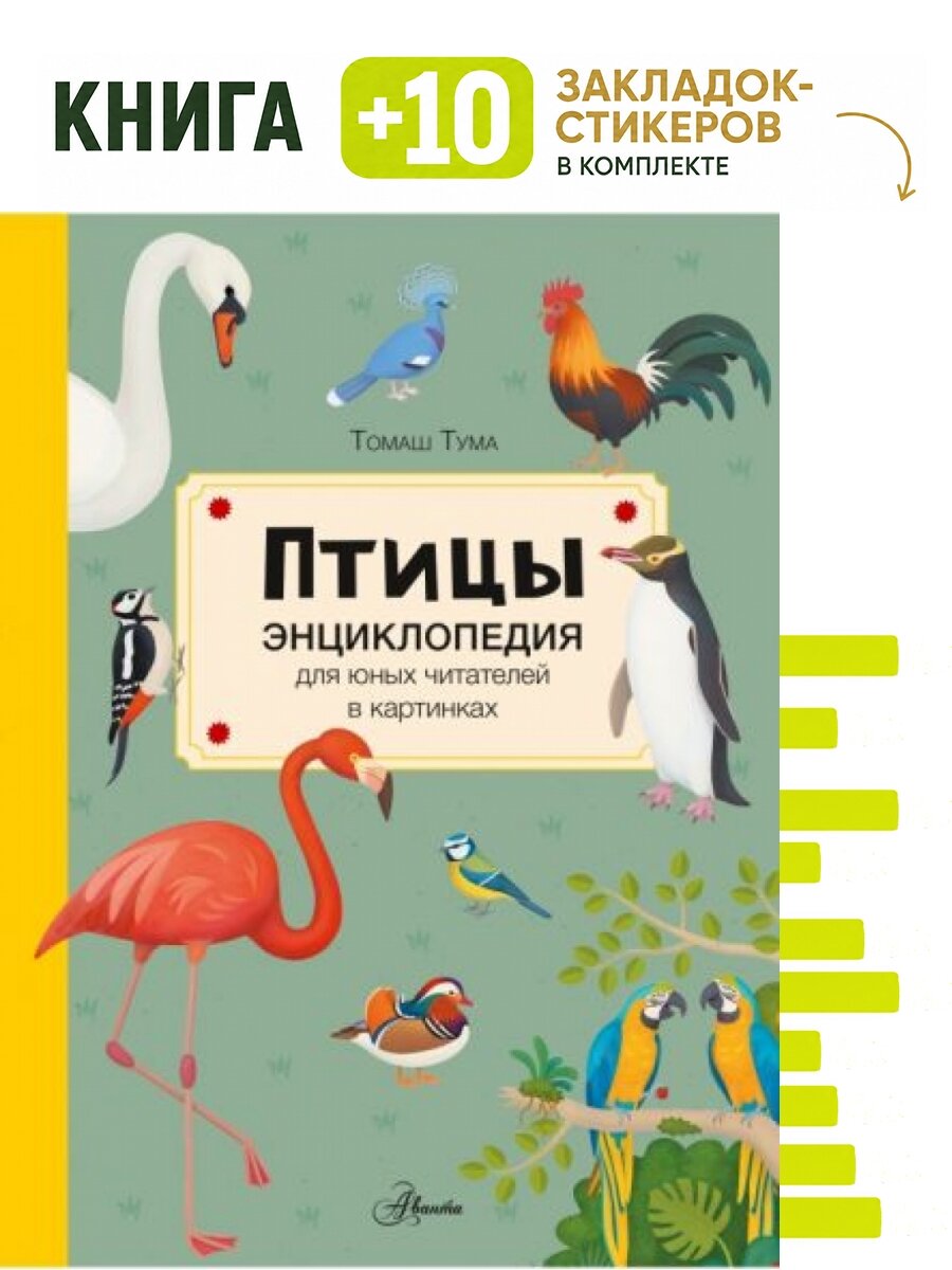 Птицы. Комплект: книга + 10 закладок-стикеров
