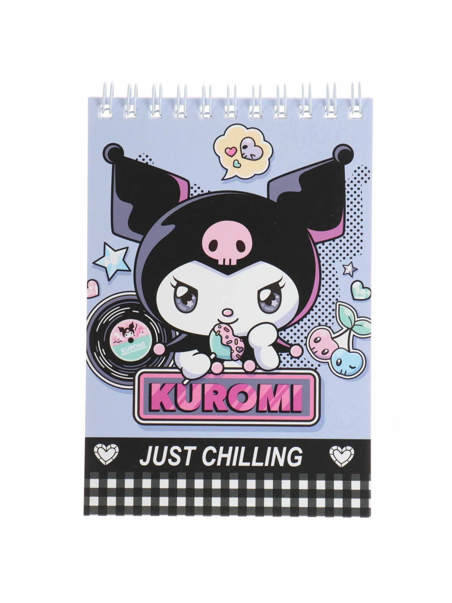 Блокнот А6 60 листов, на скрепке, Kuromi, обложка с гелевым наполнением, глиттер внутри, 5 шт.