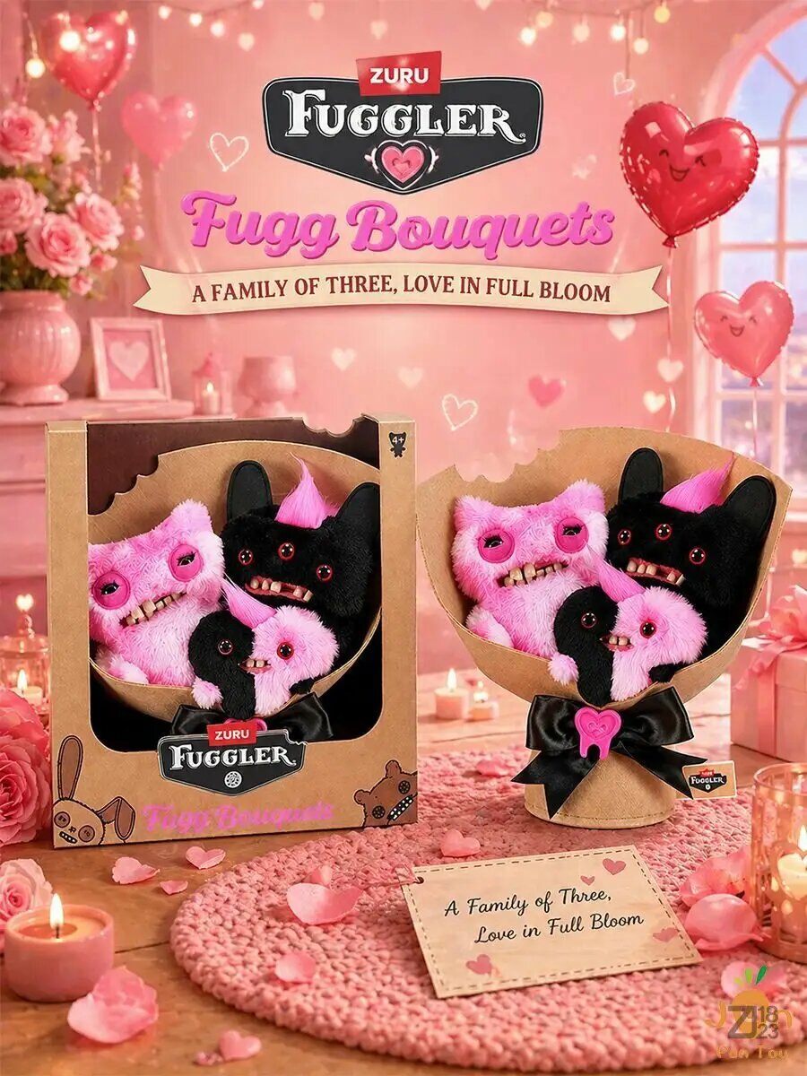 Фуглер букет мягкая игрушка с тремя кукла черный и розовый / Fuggler Fugg Bouquets Black Pink