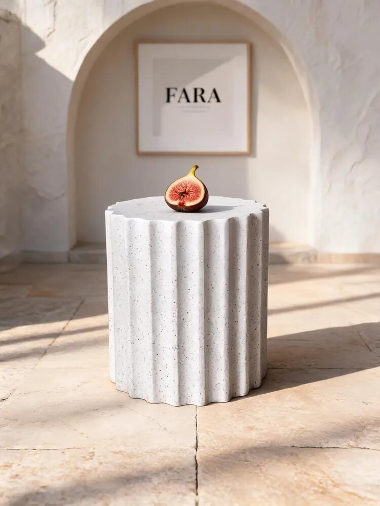 Стол журнальный круглый HALMAR FARA из композита, 41х46 см. белый
