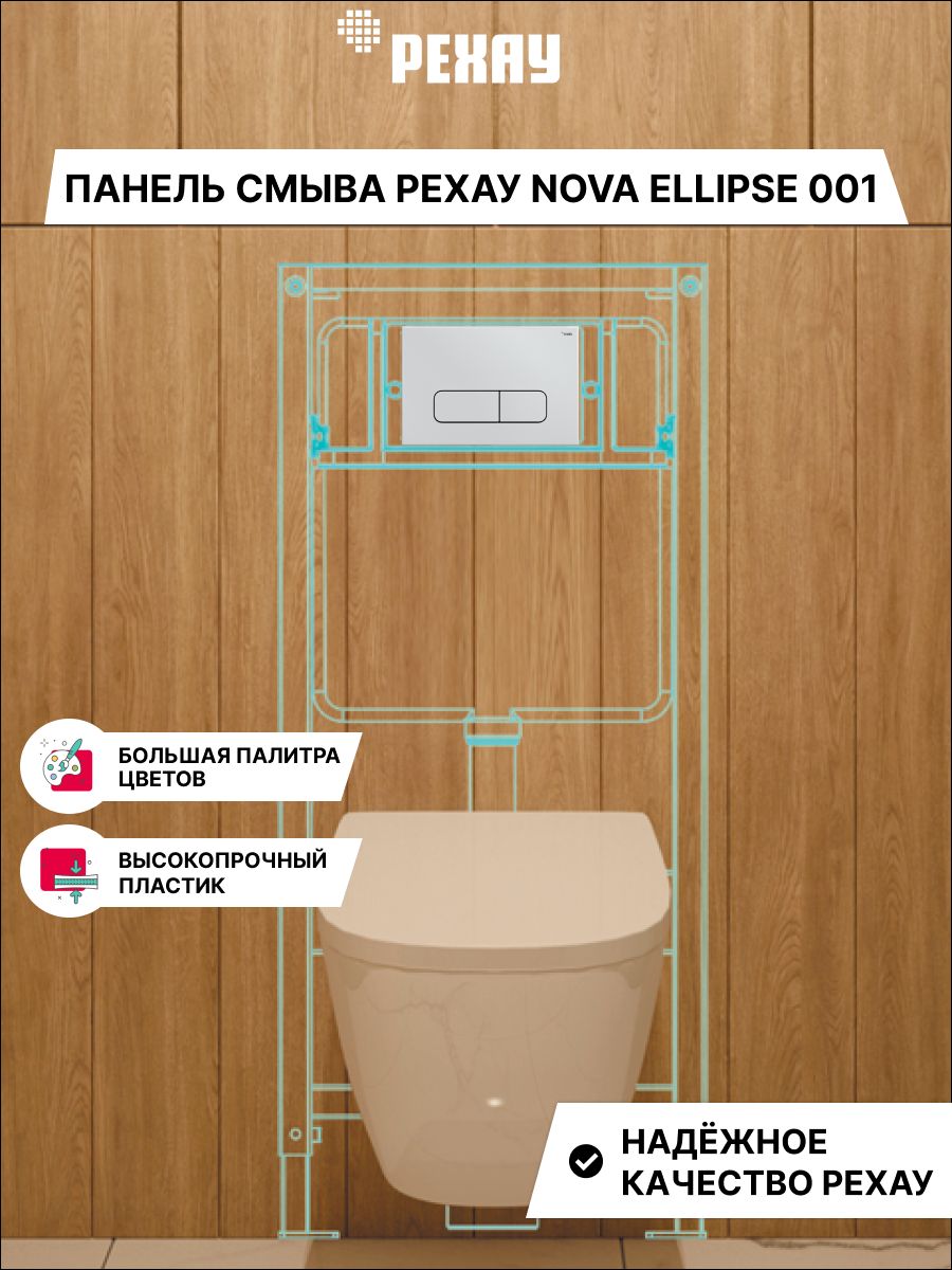 Панель смыва РЕХАУ NOVA ELLIPSE 001 с овальными клавишами, пластик, белый, глянцевый