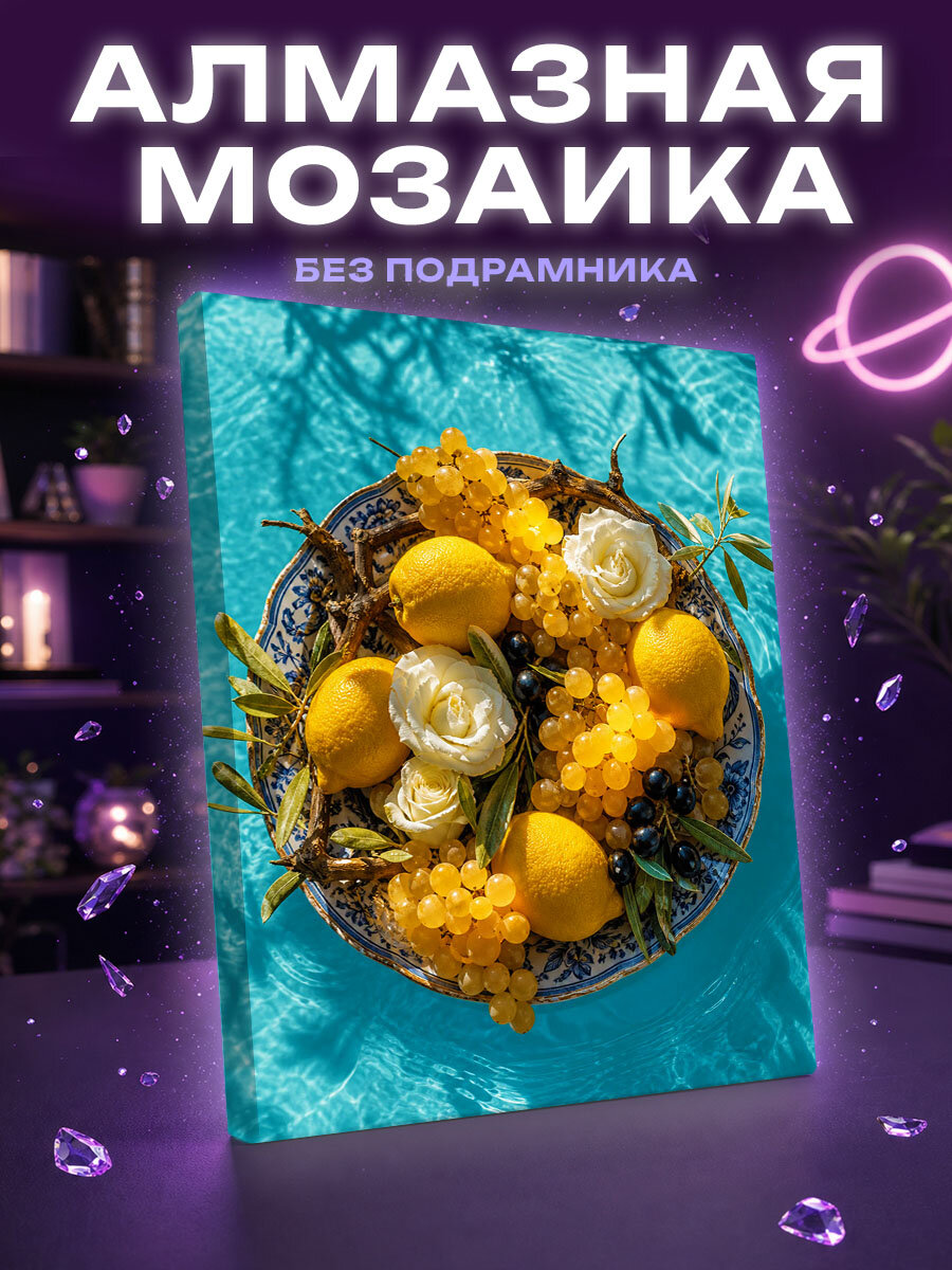 Алмазная мозаика Лимоны и янтарный виноград