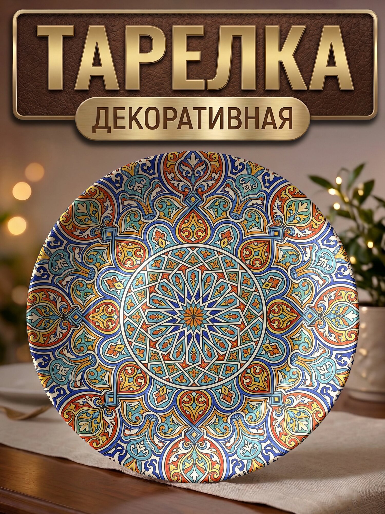 Тарелка декоративная Яркие узоры