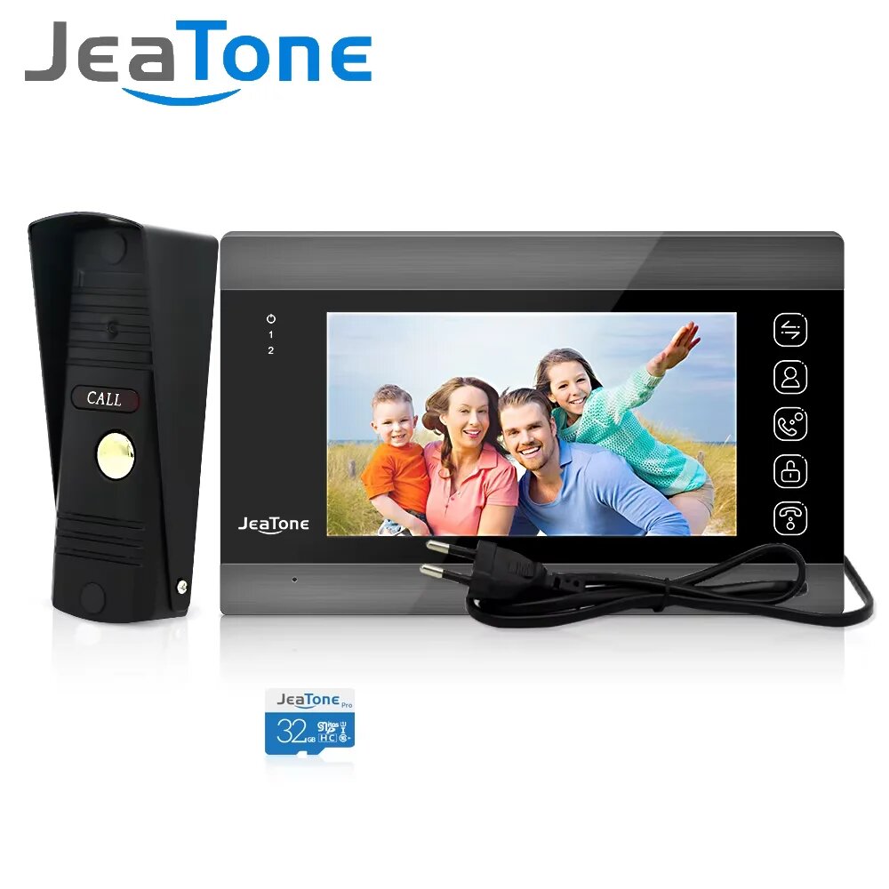 Видеодомофон Jeatone 7" проводной, P201BM706B-32G