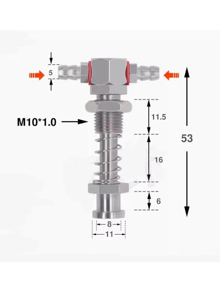 Пневматическая присоска M10*1.0, L53, Type 6