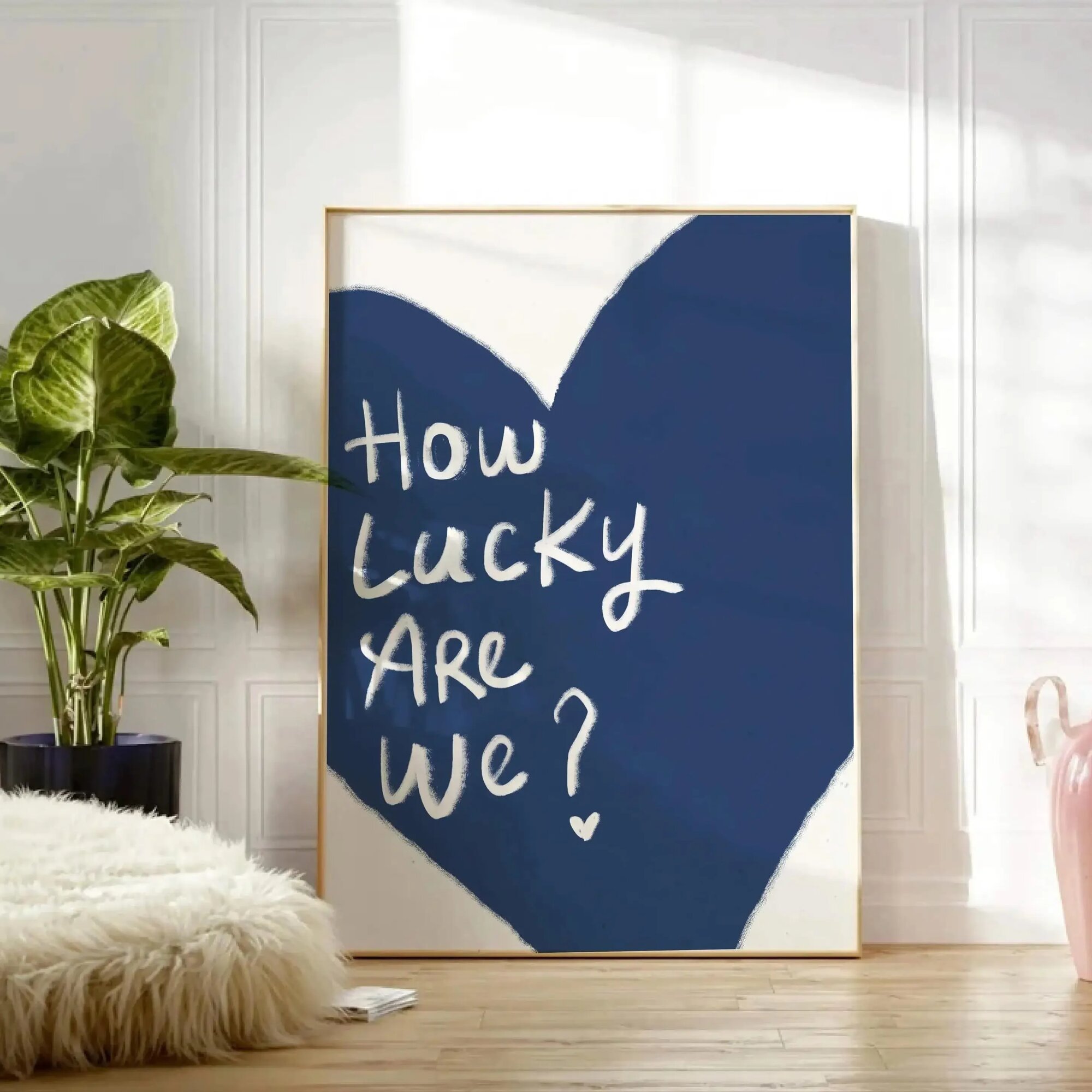 Плакат "How Lucky Are We" 30x40см, темно-синий
