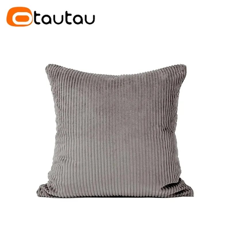 OTAUTAU Хлопковый вельветовый чехол для подушки KD024 60x60cm-pillowcase, 4-grey