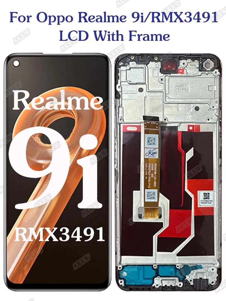 6,6 "оригинальный для OPPO Realme 9i RMX3491 ЖК-дисплей, сенсорная панель экран для 9i With Frame