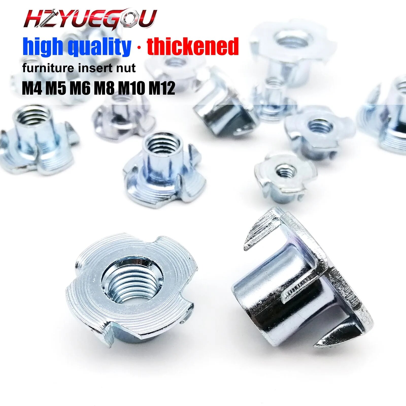 Гайки HZYUEGOU M4 M5 M6 M8 M10 M12 из углеродистой стали 20pcs M5x8