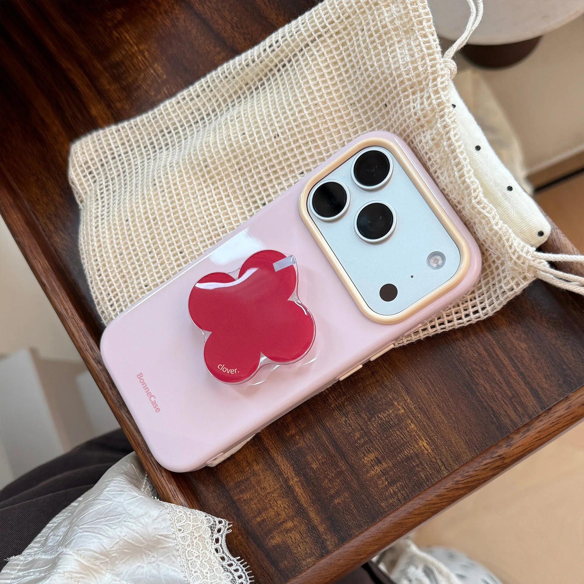 Чехол Для Телефона В Корейском Стиле С Цветовыми Блоками И Дизайном iPhone17 Pro Max, Розовый, A