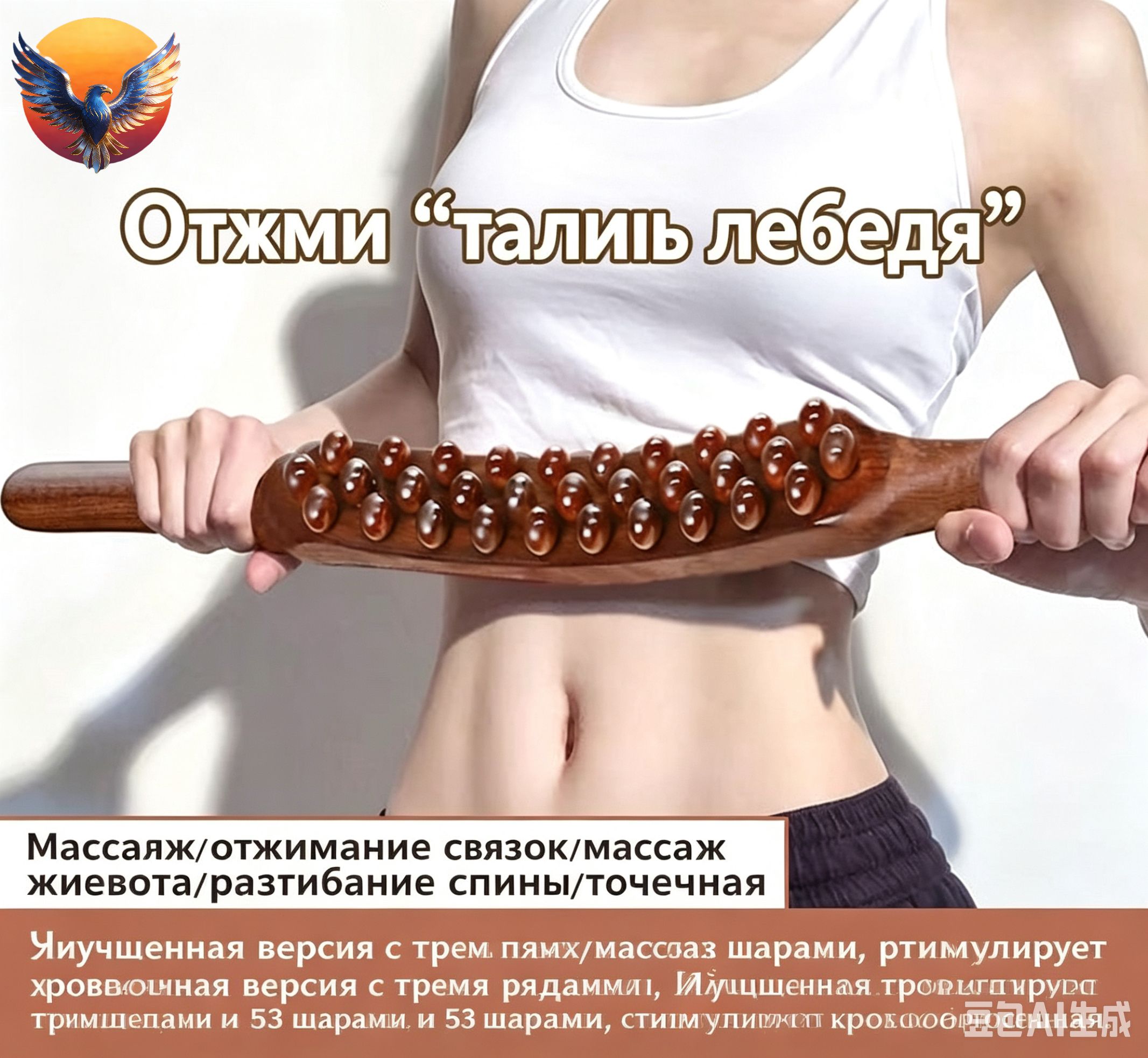 Универсальная массажная палка 53 шарика Для гуаша и массажа