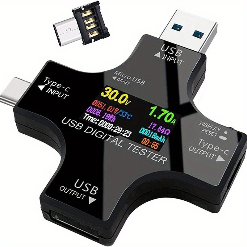 Портативный USB тестер с функцией PD, цифровой вольтметр и амперметр для Type-C, для смартфонов, планшетов и ноутбуков, 1 шт.