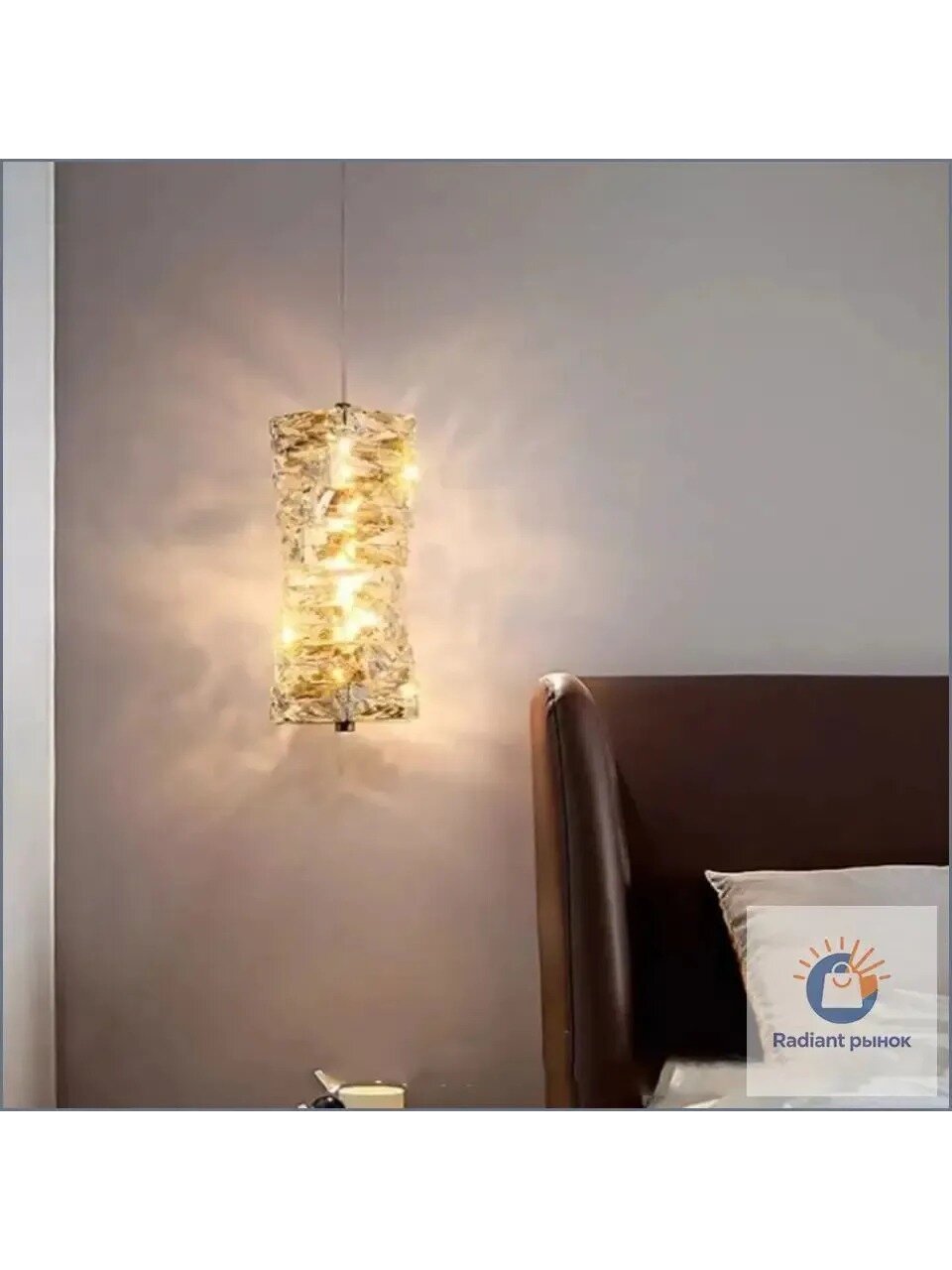 Люстра подвесная LED 5 Вт, хрустальная, арт-деко, золото/серебро, теплый свет