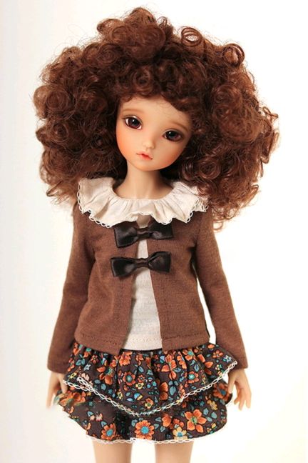 Парик для БЖД кукол Iplehouse Wig IHW SS063 (Кудрявый, цвет коричневый, размер 15-18 см)
