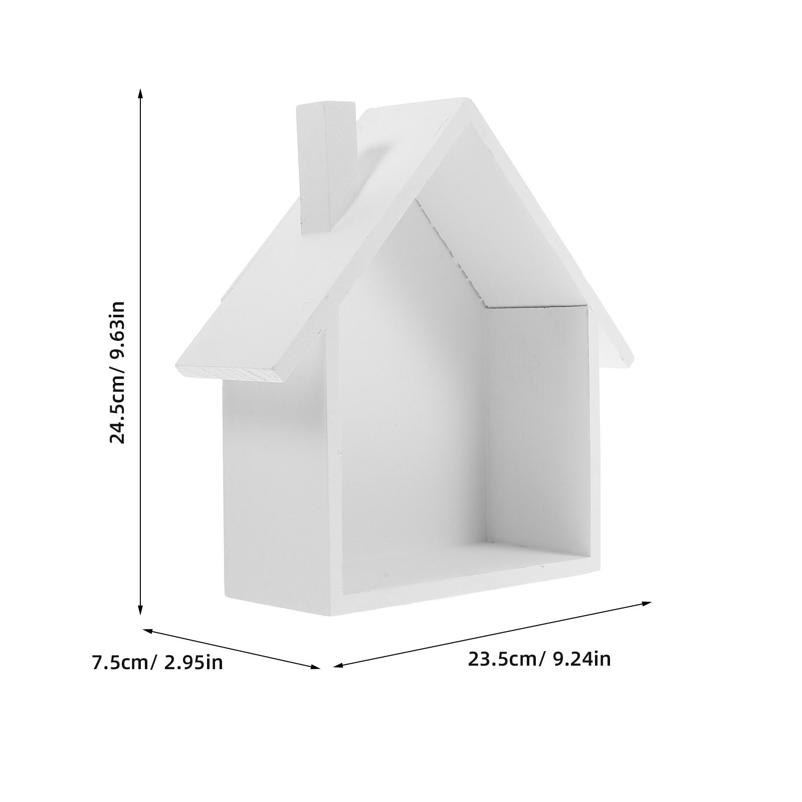 Деревянная Полка В Forme Домика Для Хранения И Декора Белый 24 50X23 00X8 00Cm