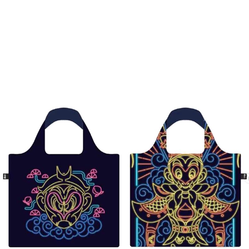 LOQI & Shanghai Animation Film Studio Сумка-тоут с неоновым изображением Сунь Ву-Куня и урбан-дизайном