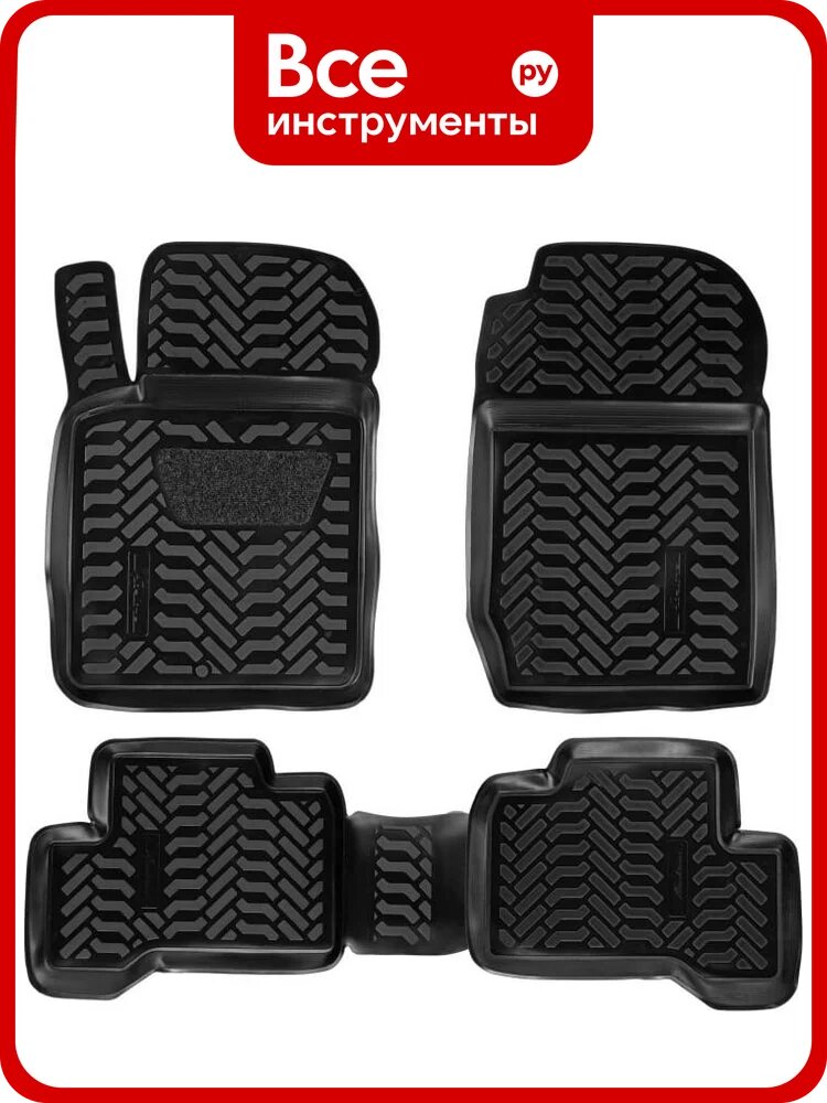 Ковры Airline для Suzuki Grand Vitara 5 дв. 05-, 12-, 4 шт, высокий борт, 3D с подпятником, ТЭП, черные ACM-PS-63