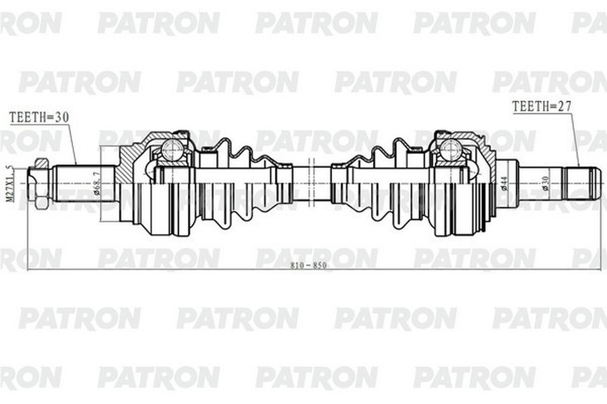 Полуось PATRON PDS0599, задняя, для BMW E70, F15, F16, 2007-2013