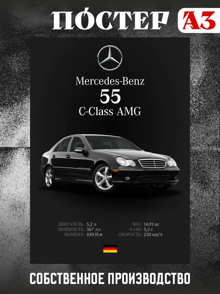 Постер на стену интерьерный А3 Mercedes-Benz C-Class AMG 55