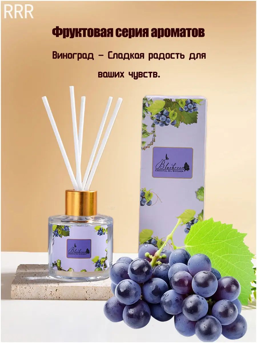 Диффузор для дома с палочками, 50 мл, фруктовая серия , Виноград