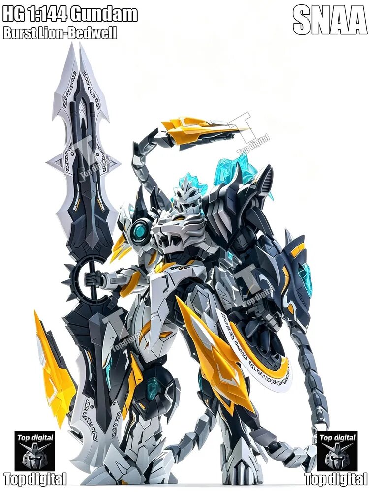 Собранная модель SNAA HG 1:144 Gundam Burst Lion-Bedwell, Высококачественная модель, Поставляется с бесплатными наклейками и кронштейнами