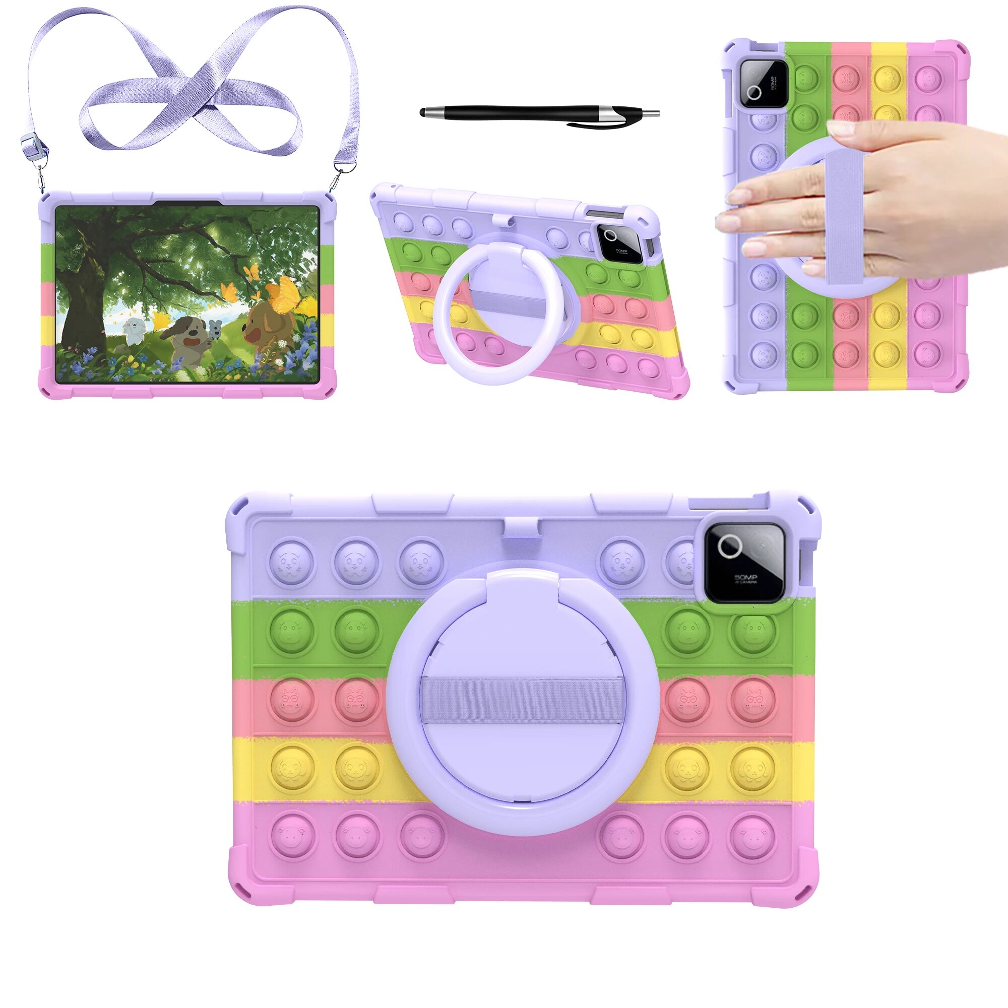 Детский силиконовый чехол для Xiaomi Pad 8 11,2 дюймов XiaomiPad8 11.2 2025, Colourful Purple