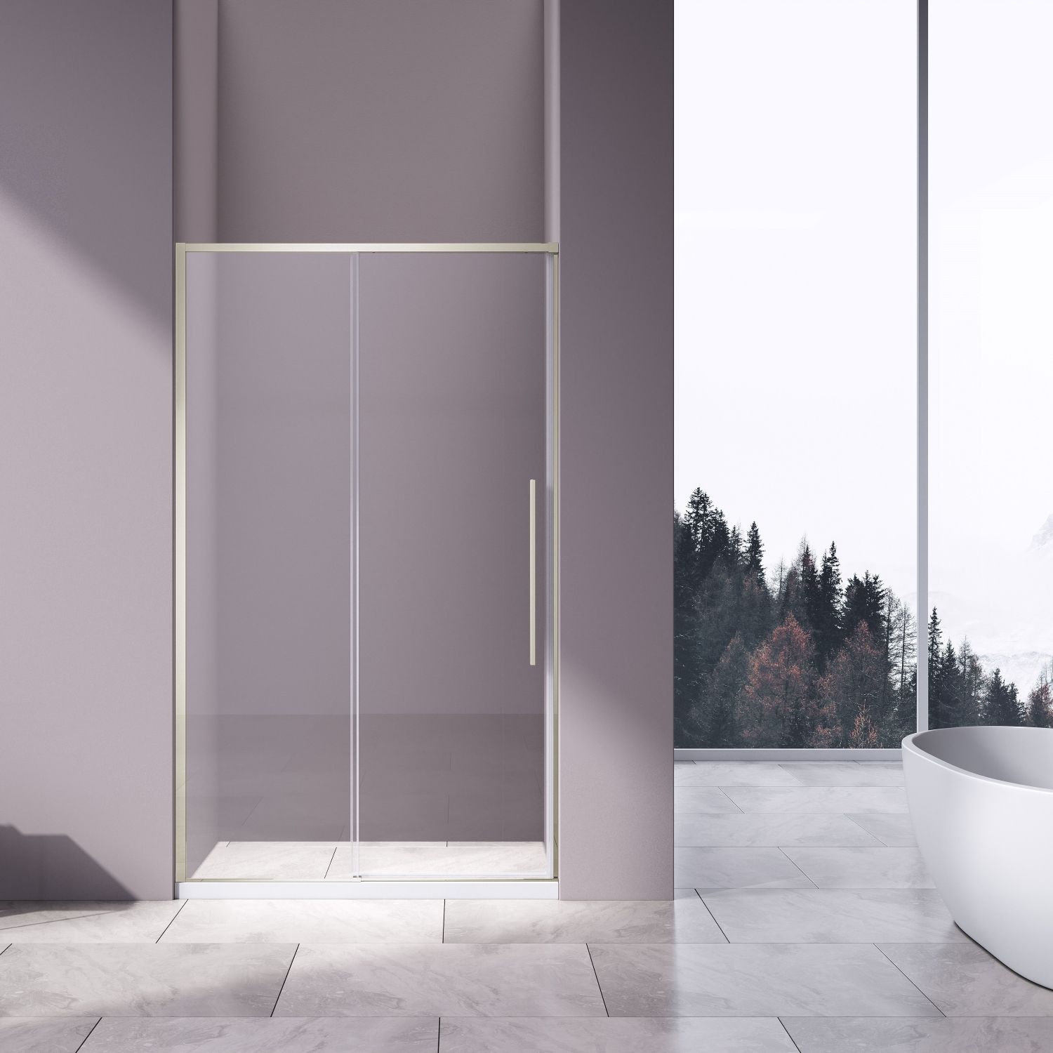 Душевая дверь Vincea Слим-Н (Slim-N) VDS-4SN110CLBN, 1100, брашированный никель, стекло прозрачное