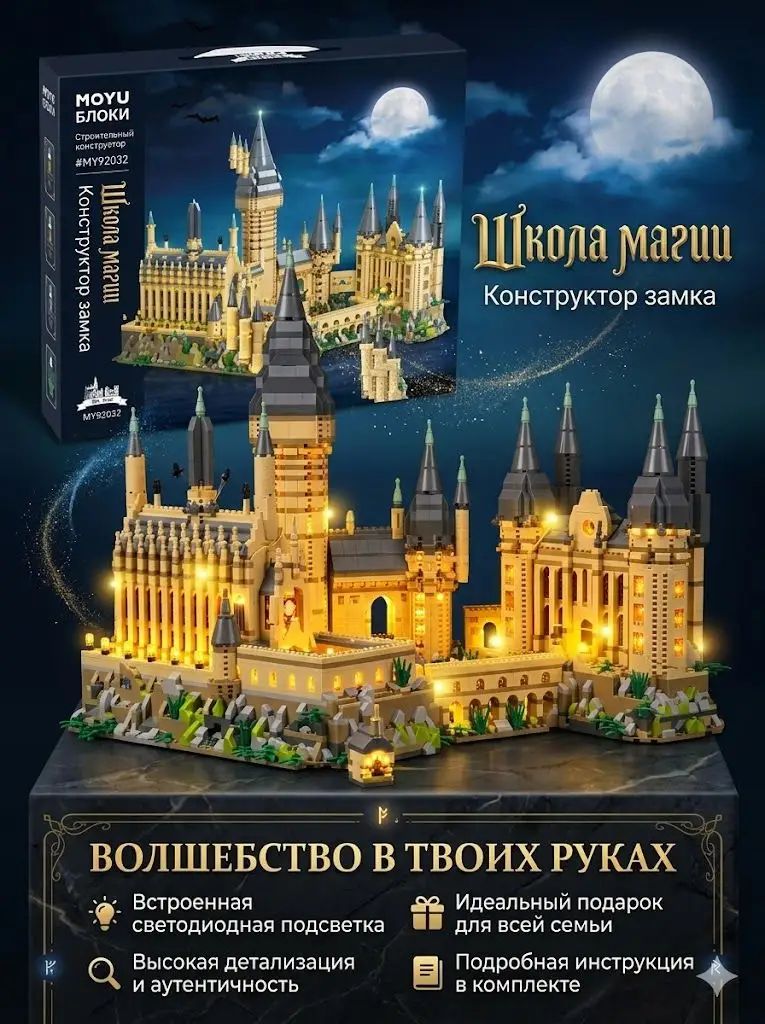 Конструктор Замок 18888 деталей, Гарри Поттер набор "башня Хогвартса", игрушка и подарок, совместим с лего