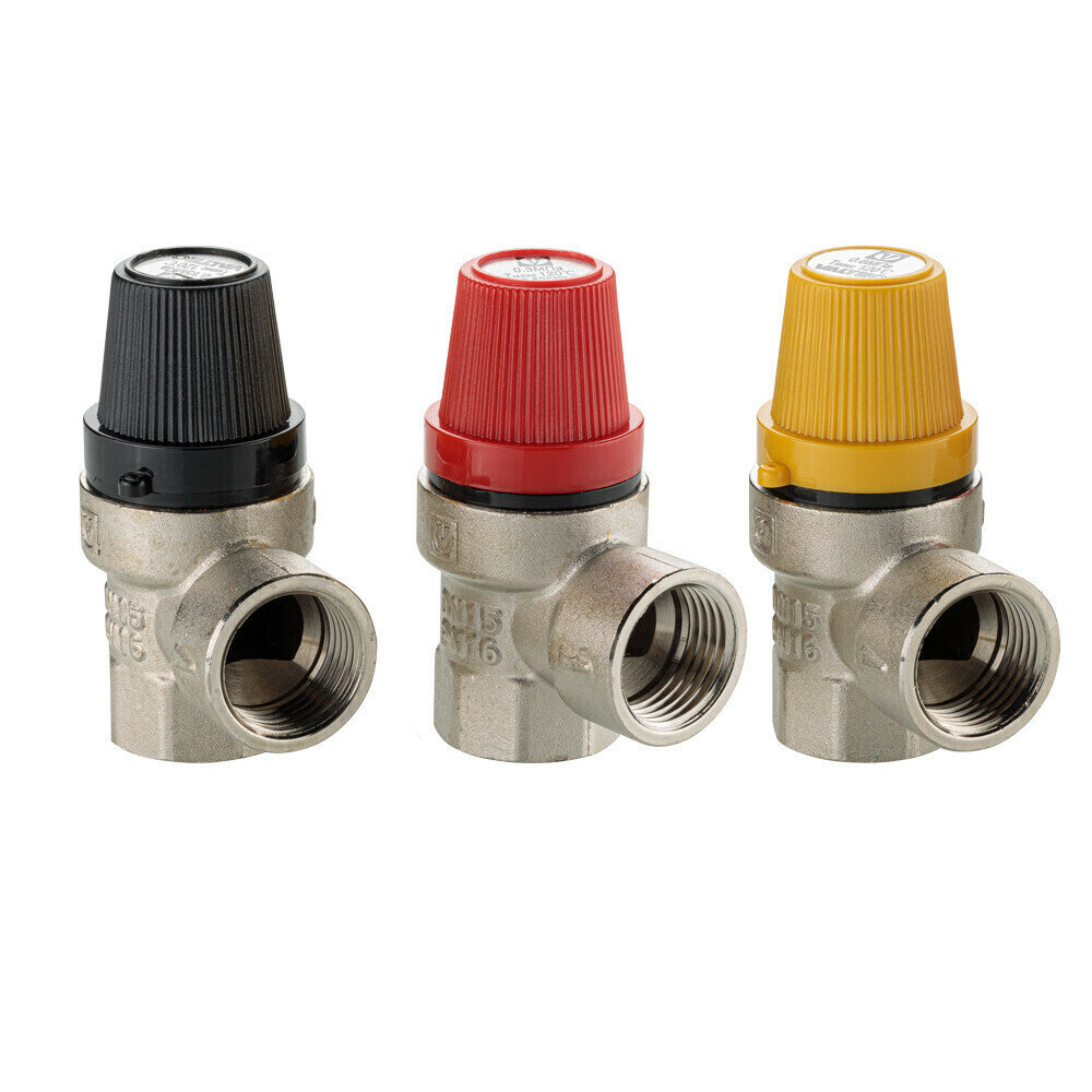 Клапан предохранительный Valtec 1/2 ВР(г) х 1/2 ВР(г) 1,5 бар для систем отопления 120 °С (VT.0490. N.0415)