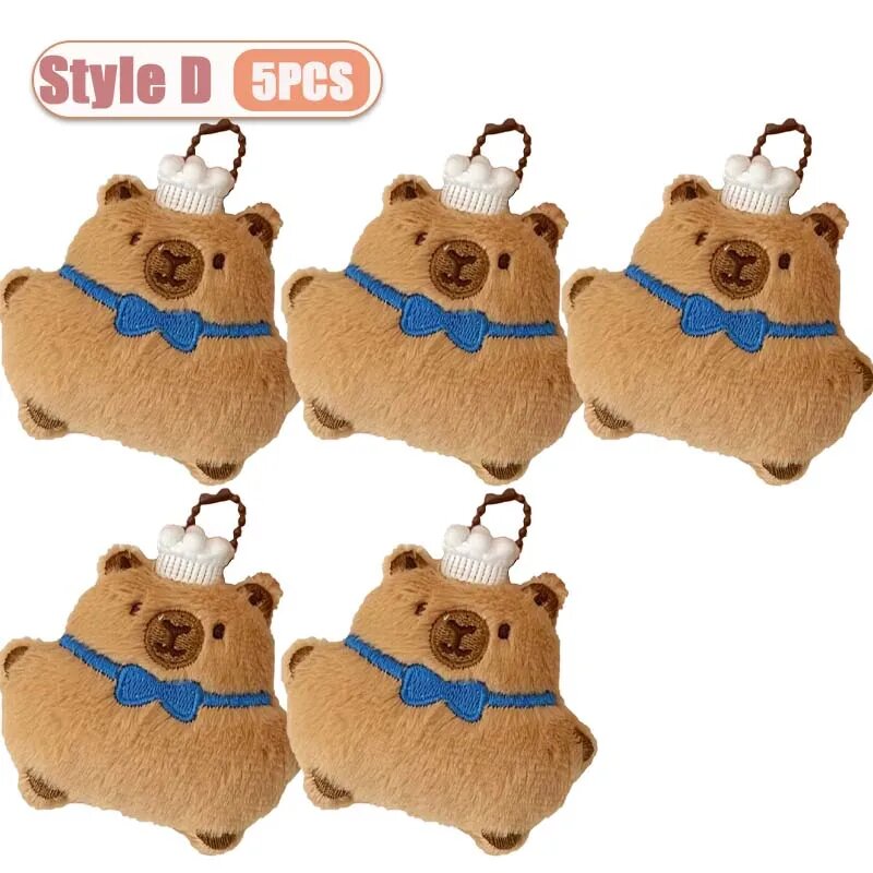 Плюшевые брелоки-капибары в форме хлеба Коричневый, Style D-5PCS