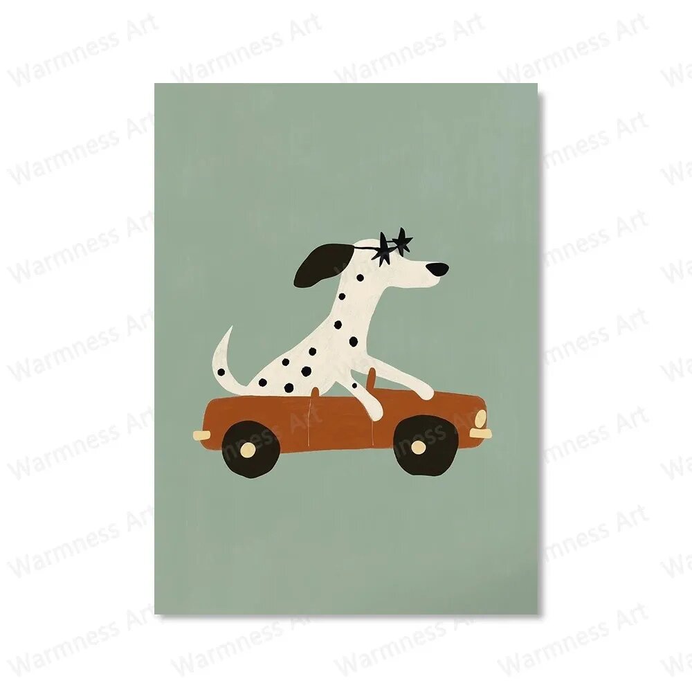 Постер с изображением собаки-скейтбордиста для детской комнаты 6, 20X30cm Unframed