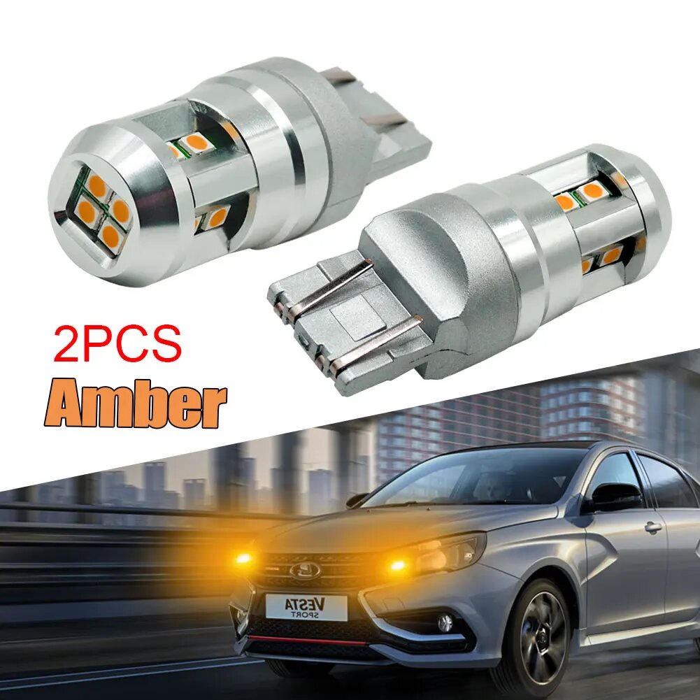 2 шт. T20 7443 W21/5W 7443 светодиодные лампы Srck для LADA Vesta Granta Kalina передние дневные ходовые/позиционные огни 6000K белый/янтарный