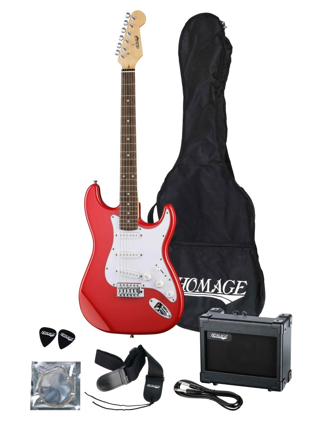 Homage SET-HEG310RD Комплект электрогитары, комбоусилителя, аксессуаров, красный