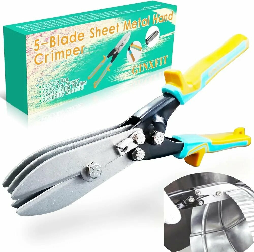 5-лезвийный ручной обжимной инструмент для листового металла, водосточных труб вентиляционных работ/трубопроводов/трубок печей HVAC, обжим 20ga стали и 28ga нержавеющей