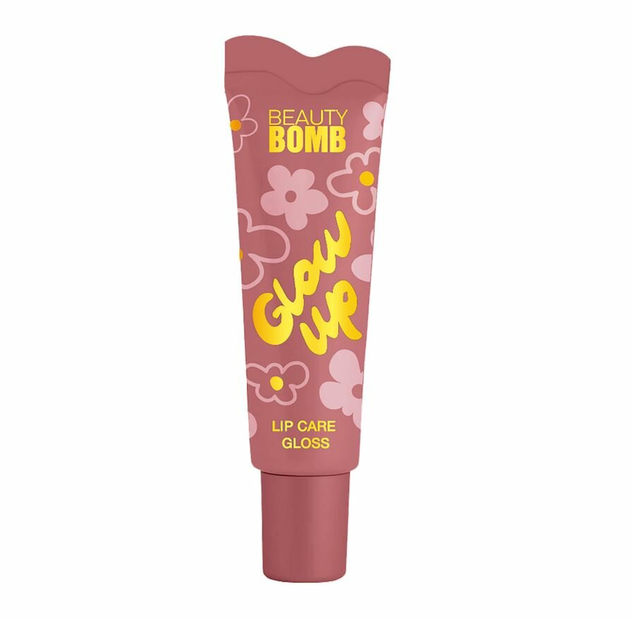 Блеск-уход для губ Beauty Bomb Lip Care Gloss Glow Up, тон 02 полупрозрачный розовый нюд, 10 г