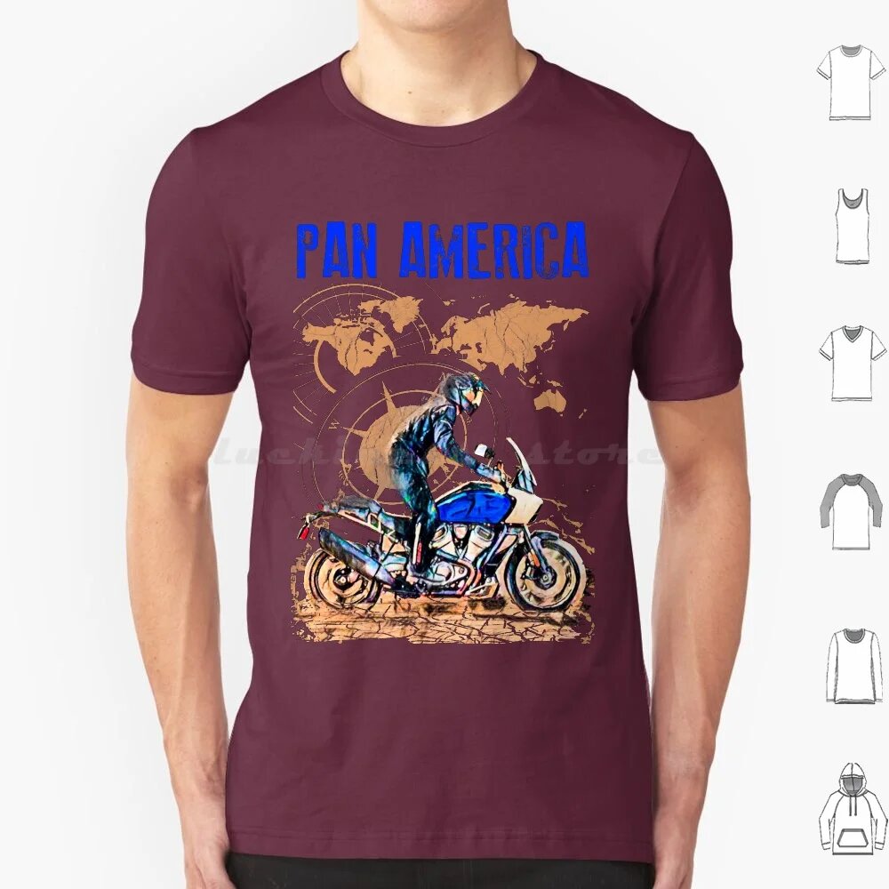 Футболка Pan America мотоцикл, темно-синий, 5XL