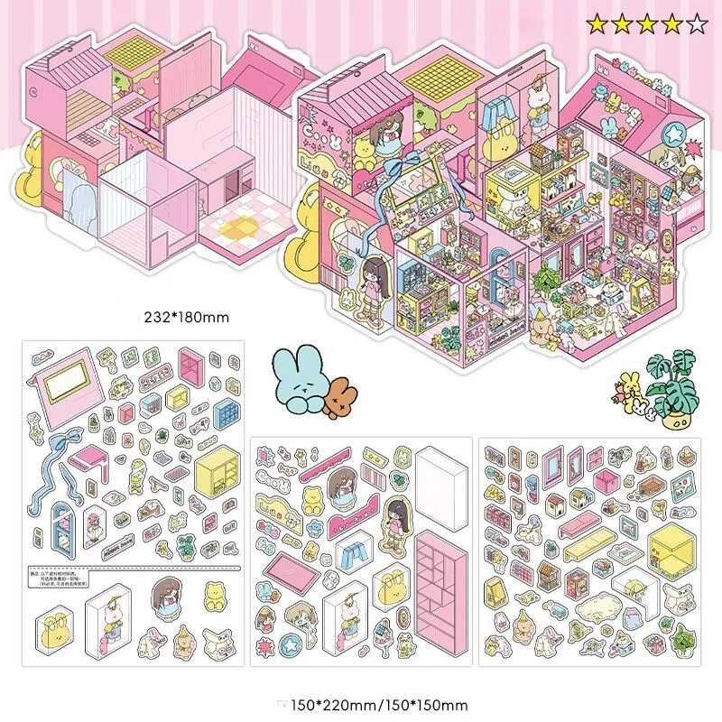 Набор наклеек, mr. paper, Тематика коттеджа, 4 листа/пакет, можно украсить чехлом для мобильного телефона, альбомом для вырезок, фотоальбомом, открыткой