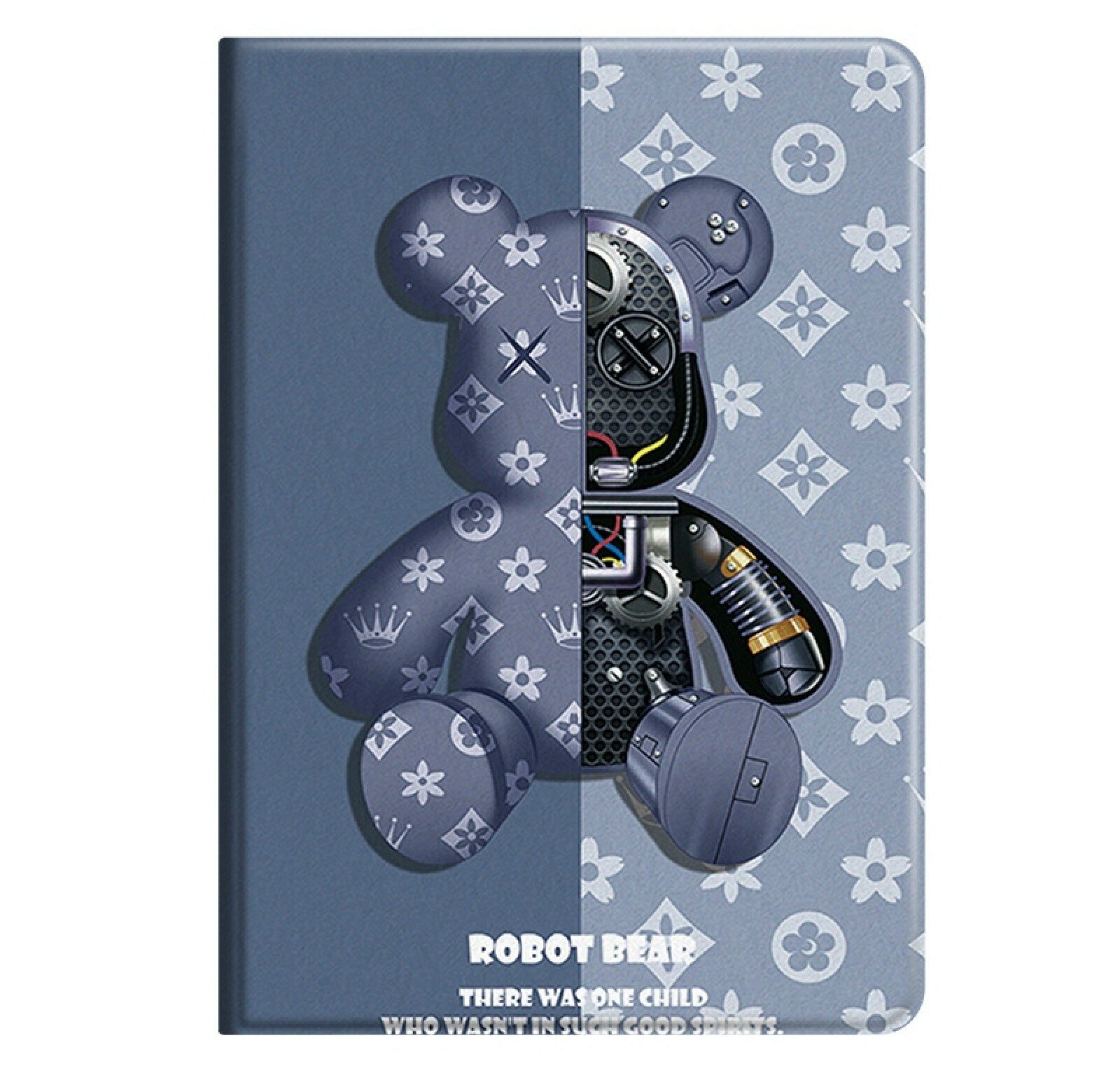 Чехол-книжка MyPads для OPPO Pad Air 10.36 из эко-кожи с принтом Мишка Kaws, серый