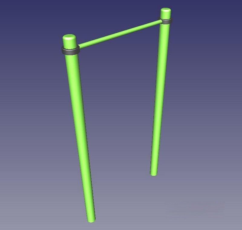 Турник одинарный тросет 01-89 уличный с регулировкой высоты на хомутах бетонируемый