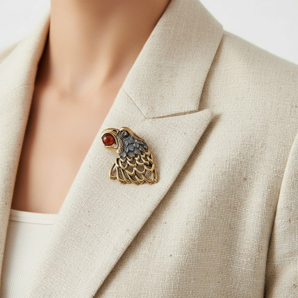 Брошь, янтарь