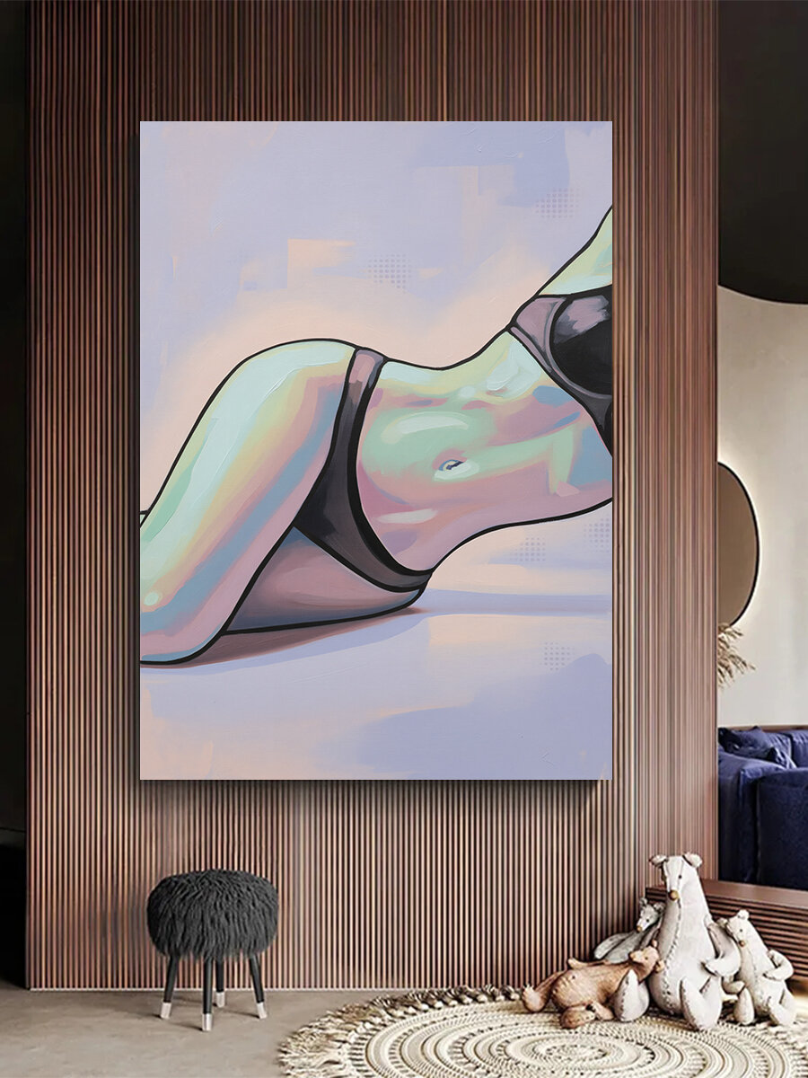 Картина интерьерная - "Девушка 18+, бикини, в красивом белье женщина 18+" , 50х70 см.