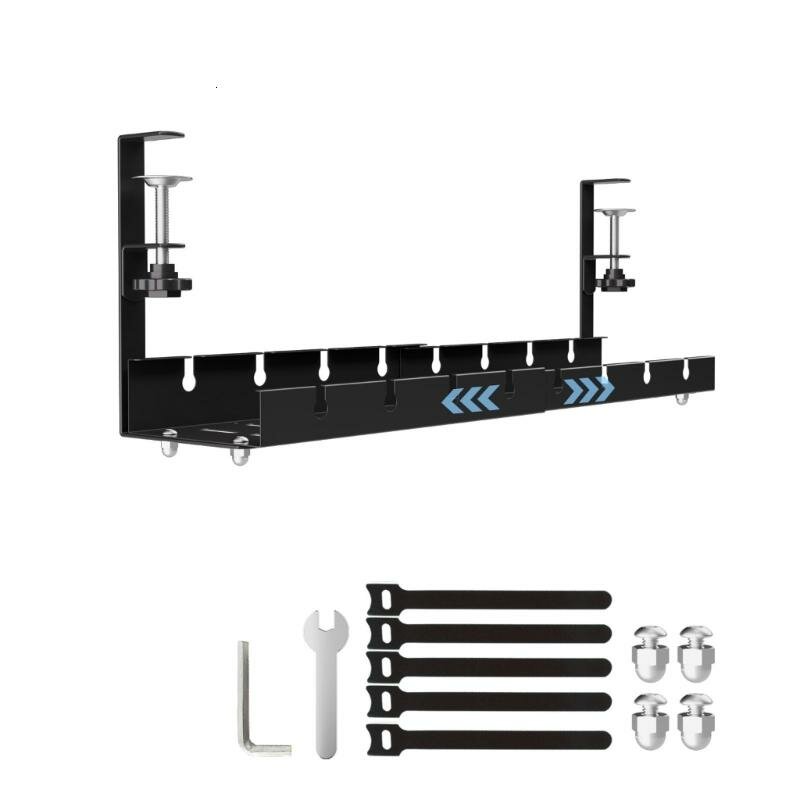 Металлическая регулируемая кабельная полка под стол, Черный