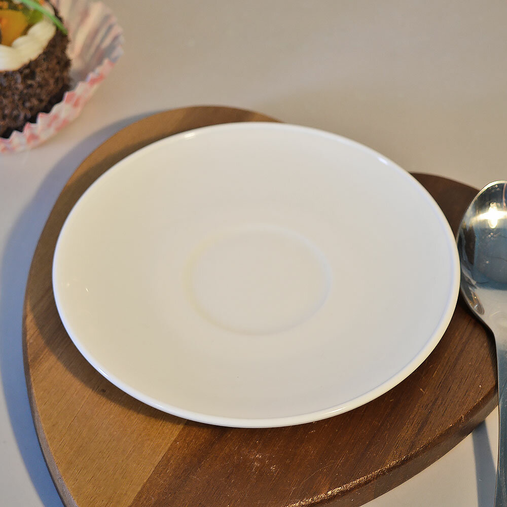 Блюдце стеклокерамическое "Cabare" 138мм, 5,5", белое, для чашки, гладкое глянцевое