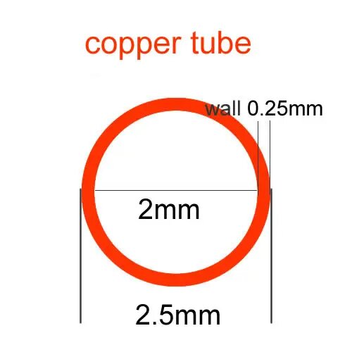 Медные трубы T2 2.5x0.25mm, 500mmx1pcs