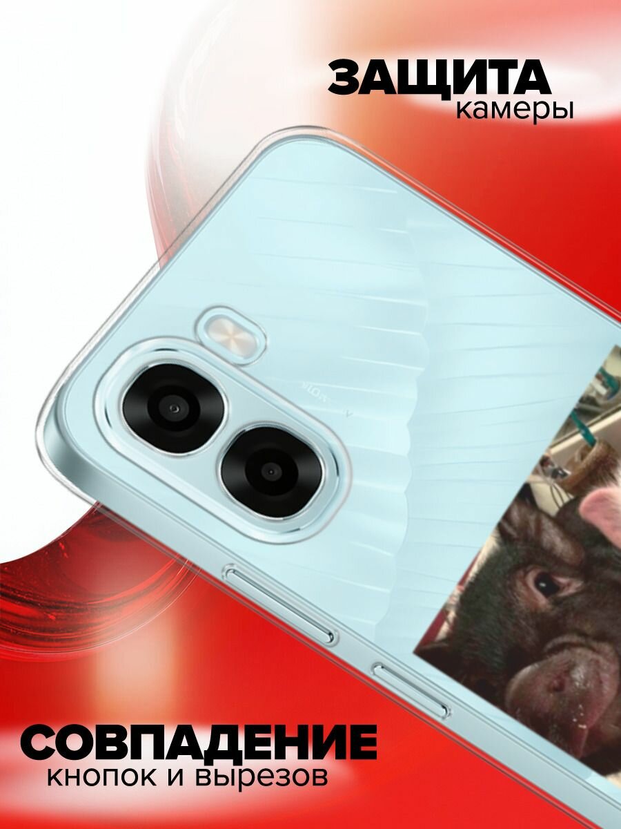 Силиконовый чехол на Oppo A6x / Оппо A6x с принтом Два поросенка — фото 1
