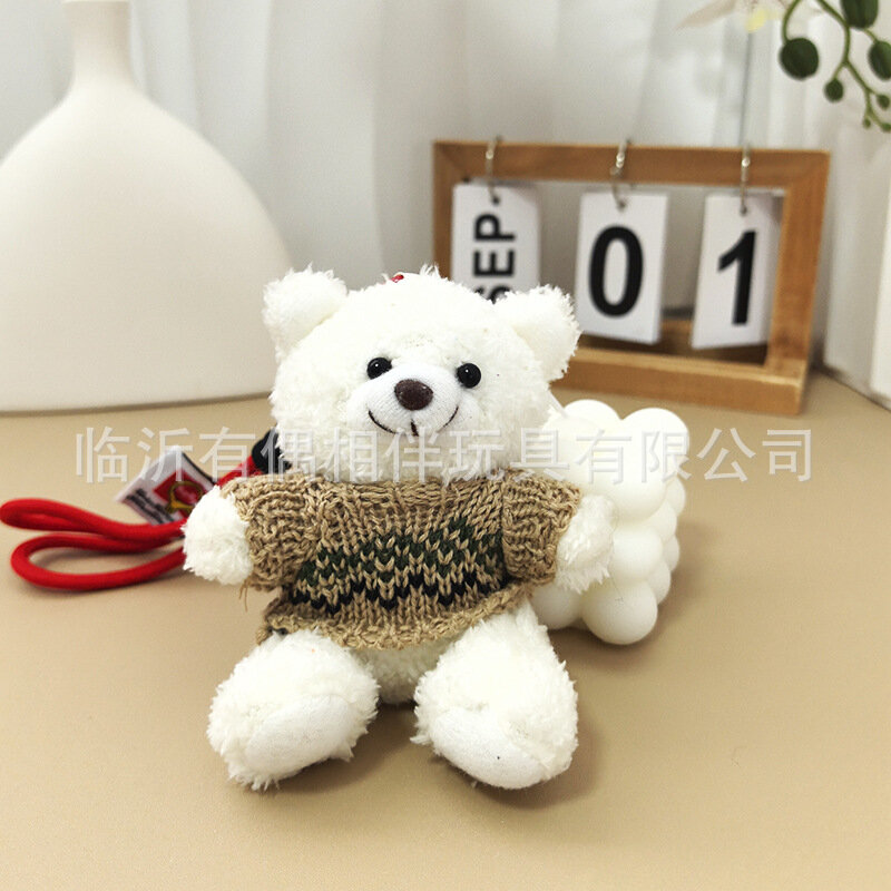 Медвежонок подвеска школьная сумка пара брелок рождественский плюшевый мишка украшения сетка красная кукла подарок на