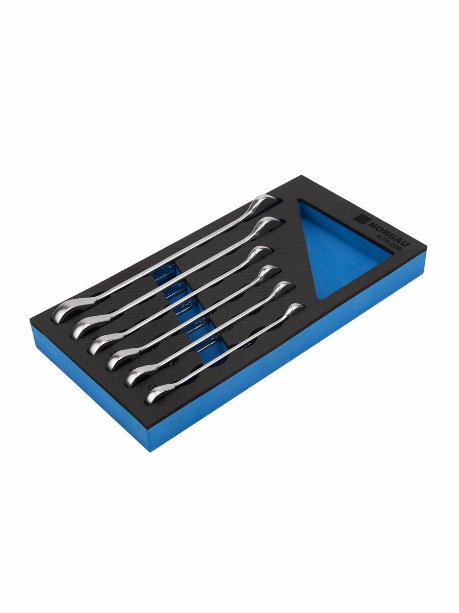 Набор гаечных ключей NORGAU Industrial комбинированных 6 предметов HРM, рожковый и накидной профиль