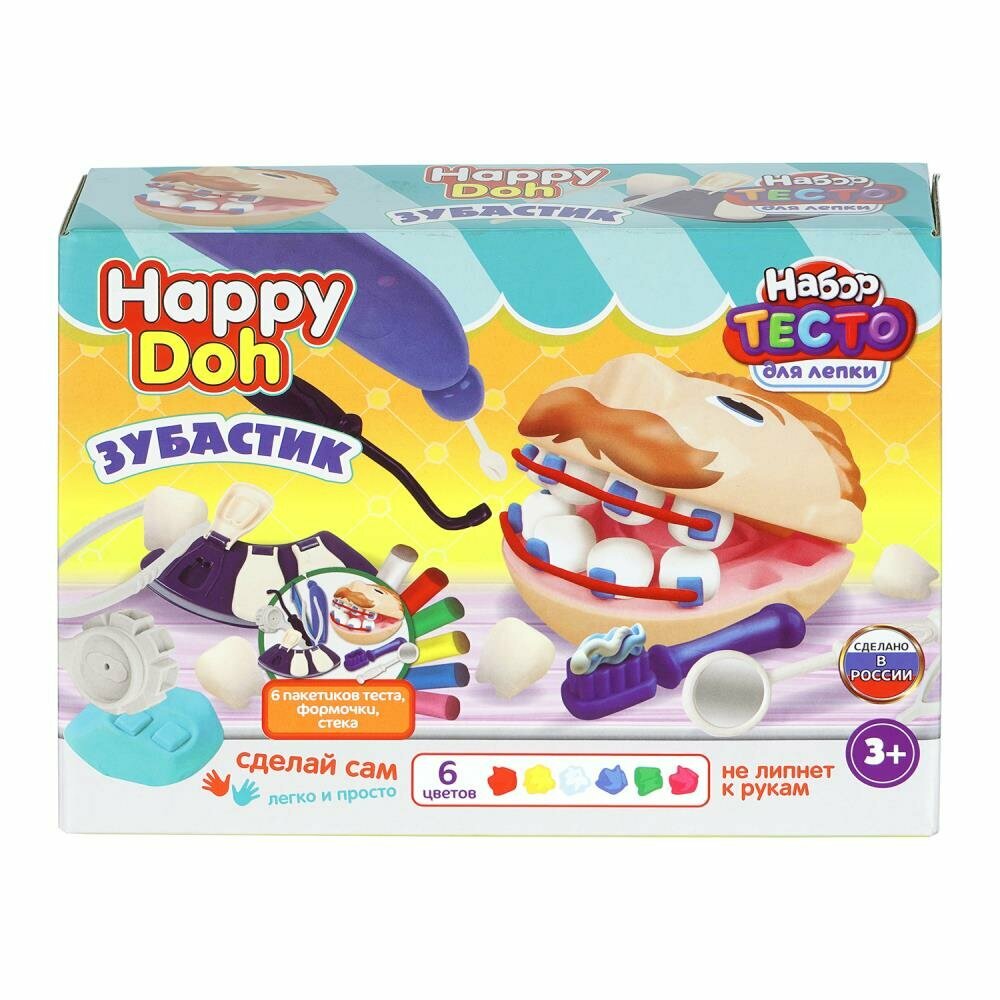 Набор с тестом для лепки Зубастик с брекетами, 24 см, Happy Doh HAPPY DOH PDSET-129178-ZBR